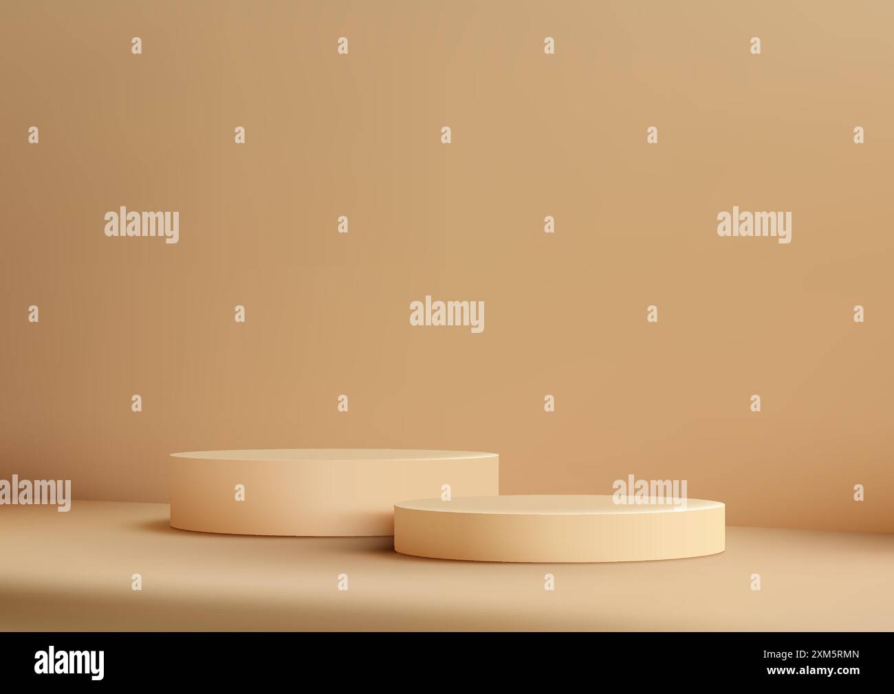 Minimal 3D Beige Cylinder Podium on Light Brown Floor for Product ...