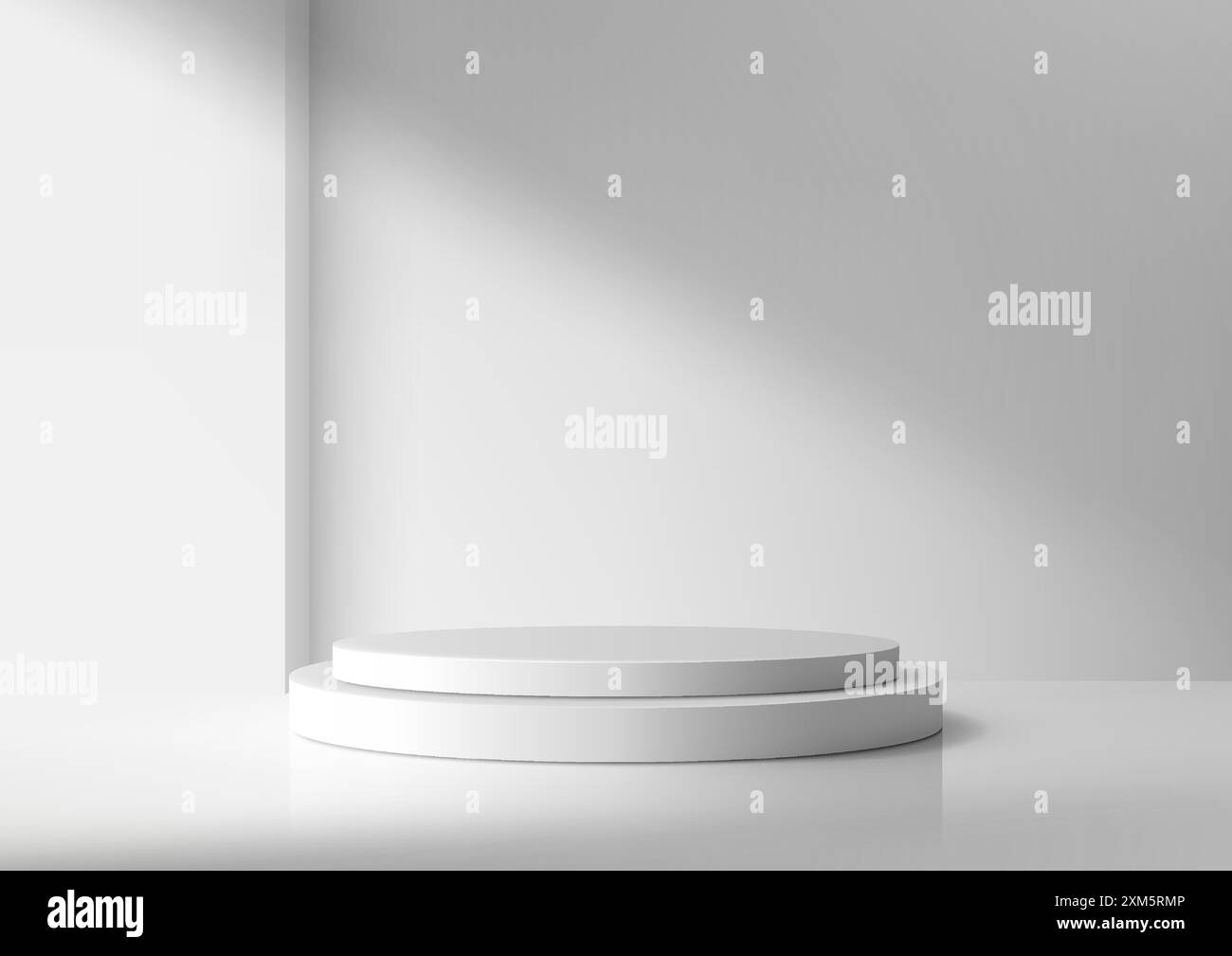 Minimalist 3D White Podium on Clean Wall Background, Professional Mockup for Product ...