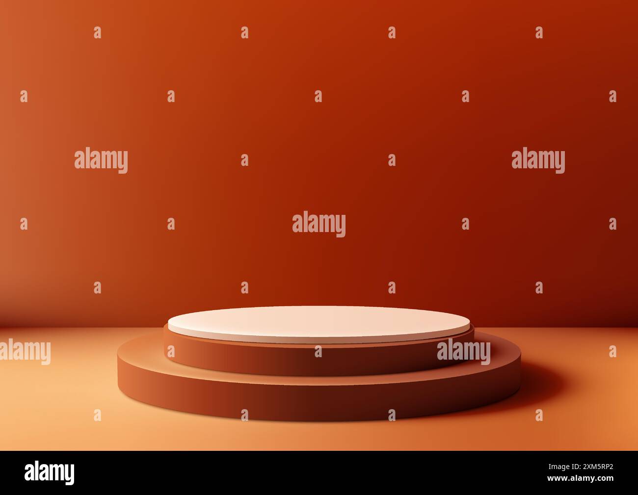 Minimalist 3D Podium, White and Orange Circular Platform, Modern ...