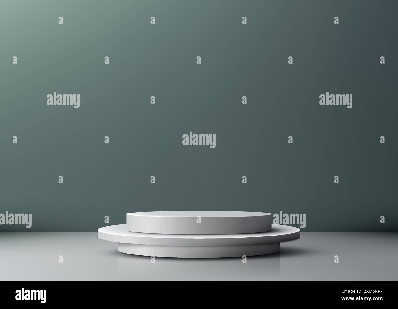 Minimalist 3D Scene with Two White Circular Platforms Against Gray ...