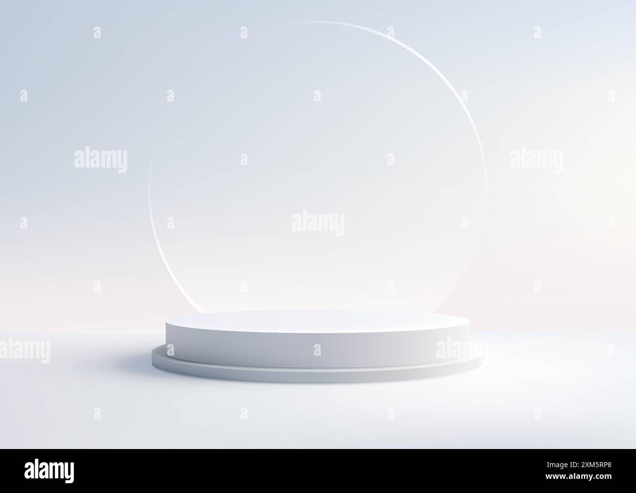 Minimalist 3D White Circular Podium with soft Background and Glass ...