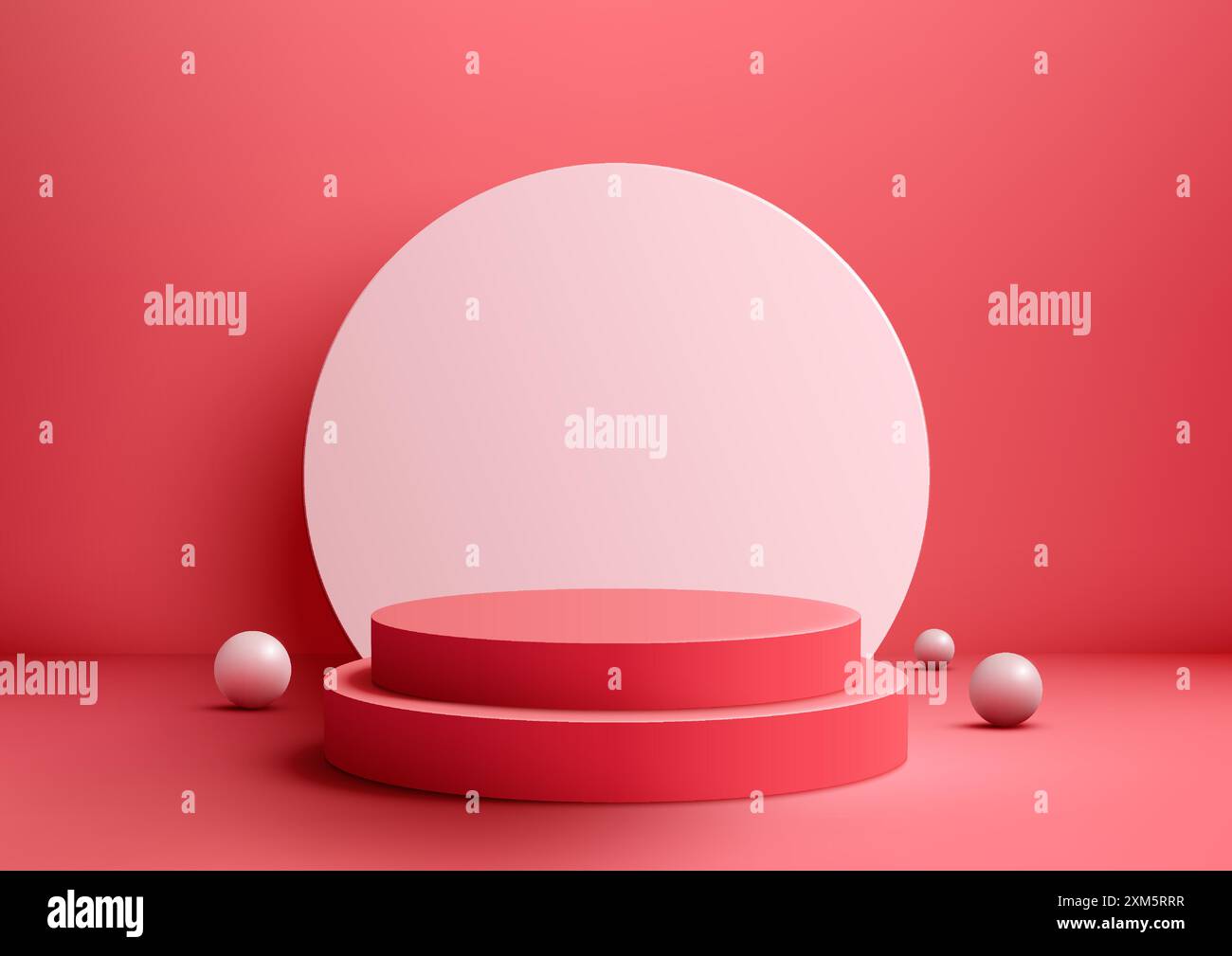 Modern 3D Scene with Red Circular Podium and Backdrop for Showroom ...