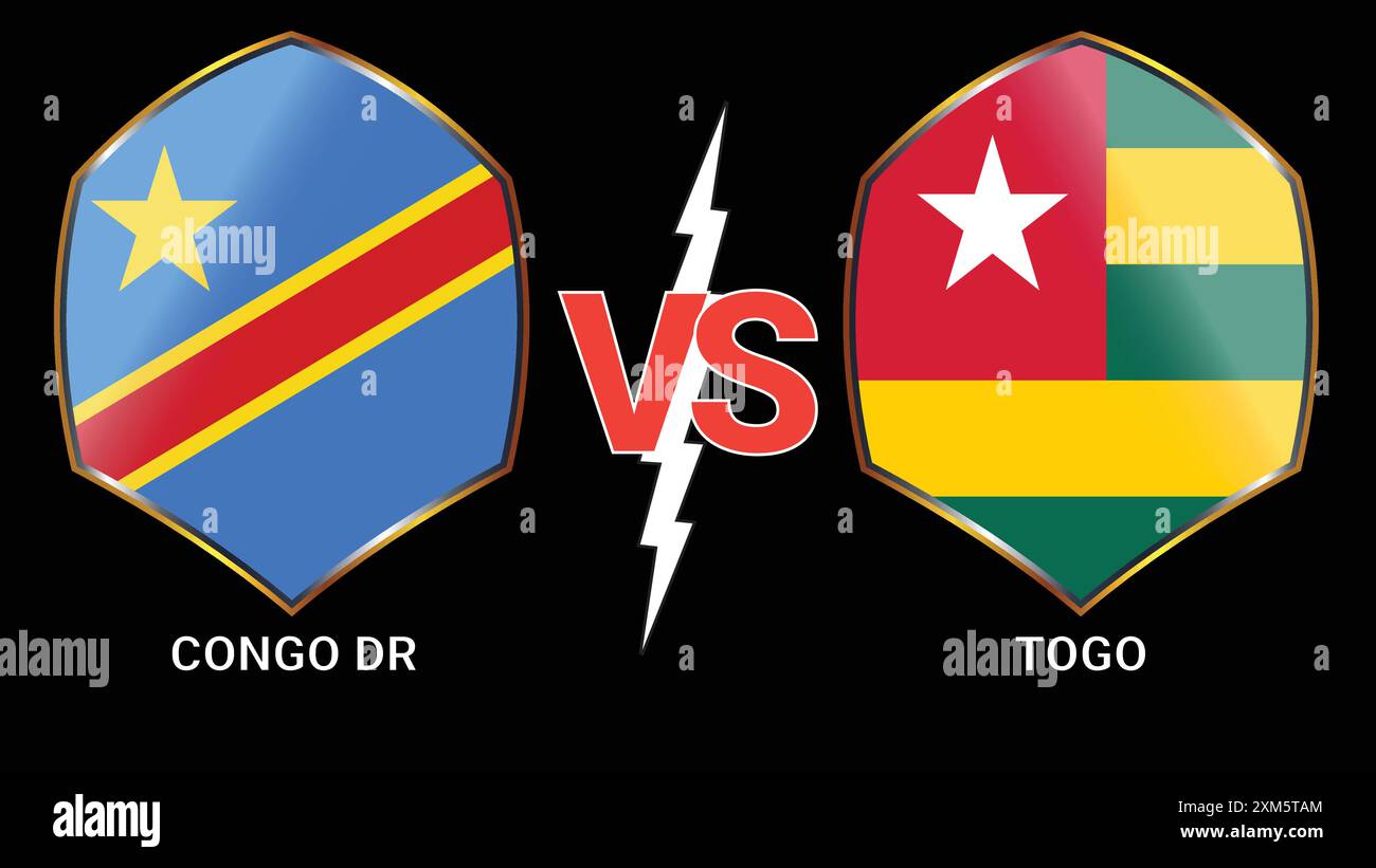 Congo DR vs Togo Soccer football match with Black Background and Versus ...