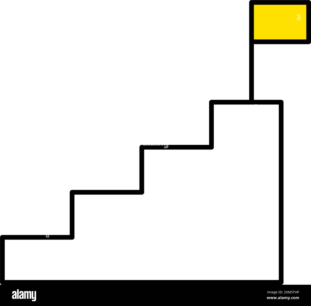 Staircase with goal flags standing, business icons for targets, goal ...