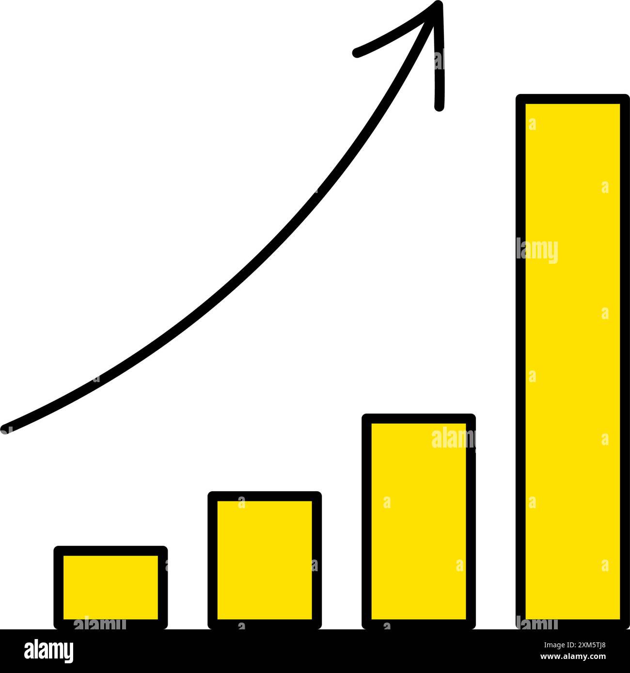 Bar chart showing rapid rise, business icons for targets, goal ...