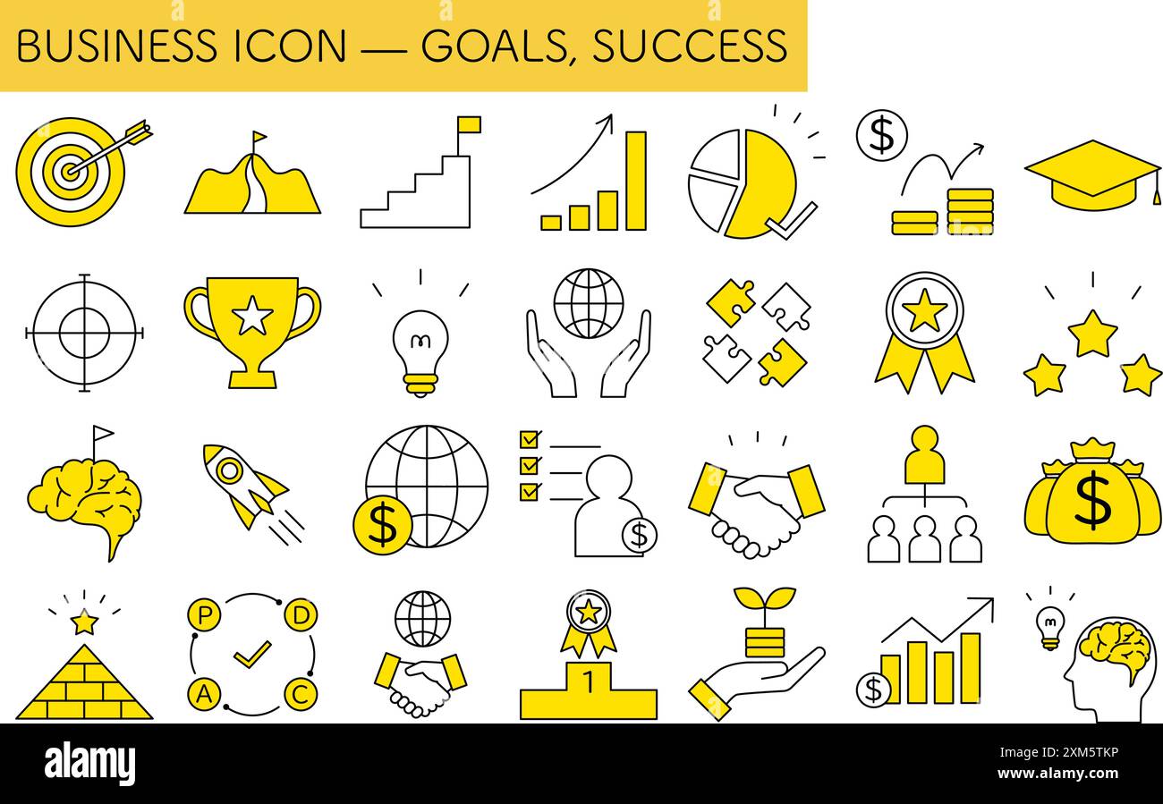 Business icon set of targets, goal attainment, and goals, Vector ...