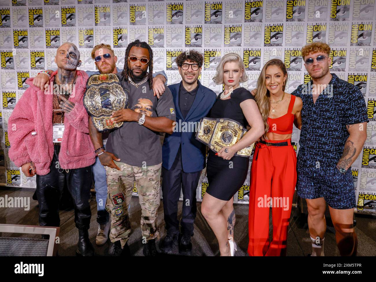 Darby Allin, from left, Orange Cassidy, Swerve Strickland, Tony Kahn ...