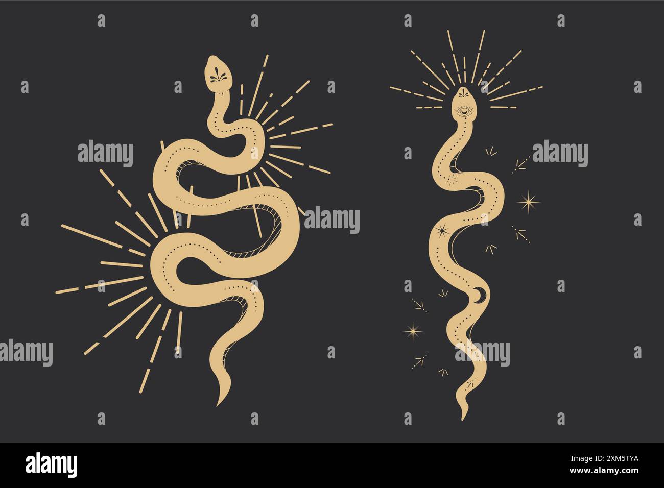 Celestial serpent snake, esoteric tarot or tattoo mystery sacred symbol ...