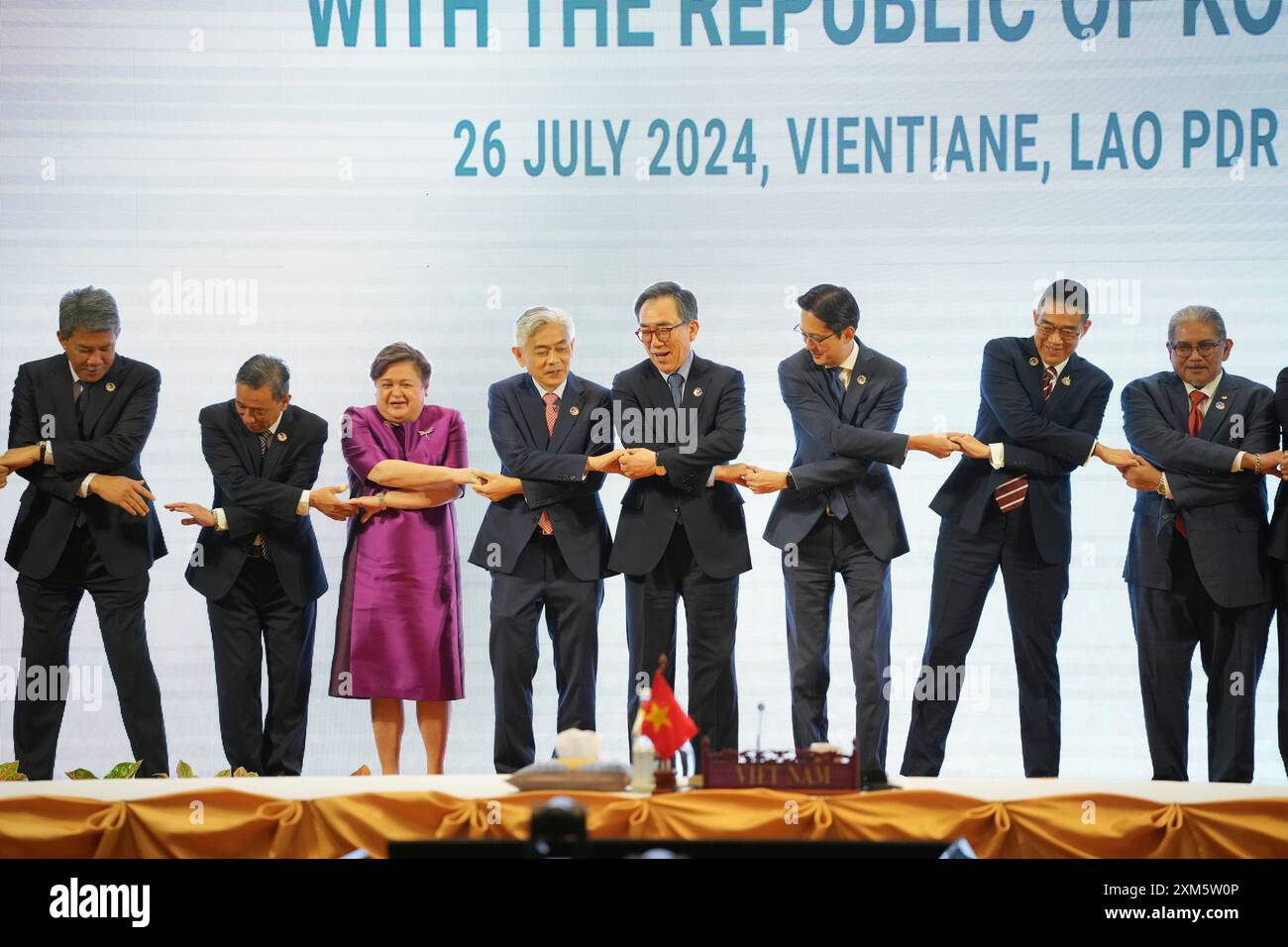 South Korea's Minister of Foreign Affairs Cho Tae-yul, fifth from left ...