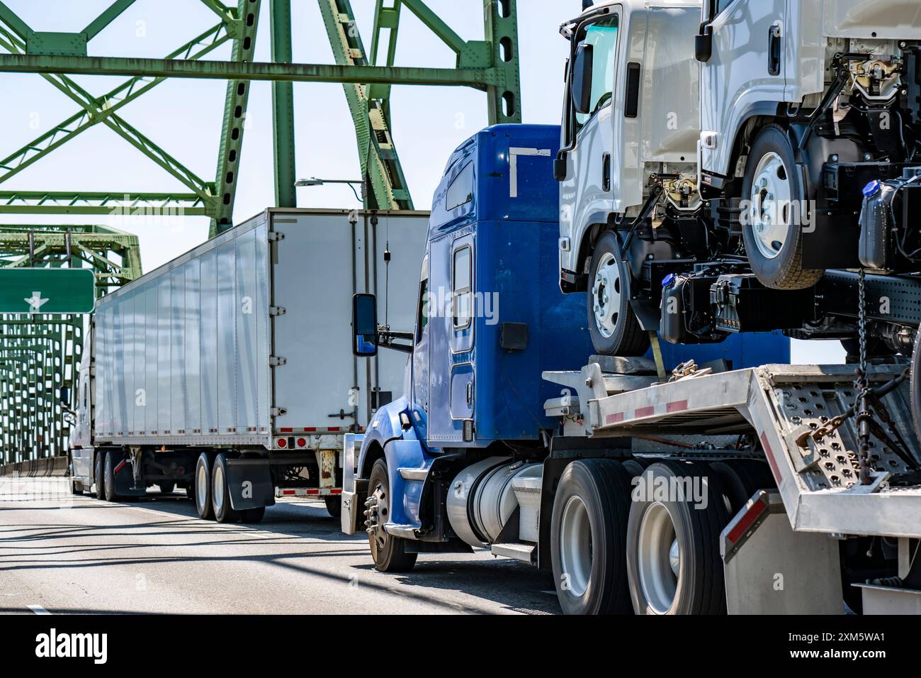 Industrial carrier blue big rig semi truck tractor with extended cab ...