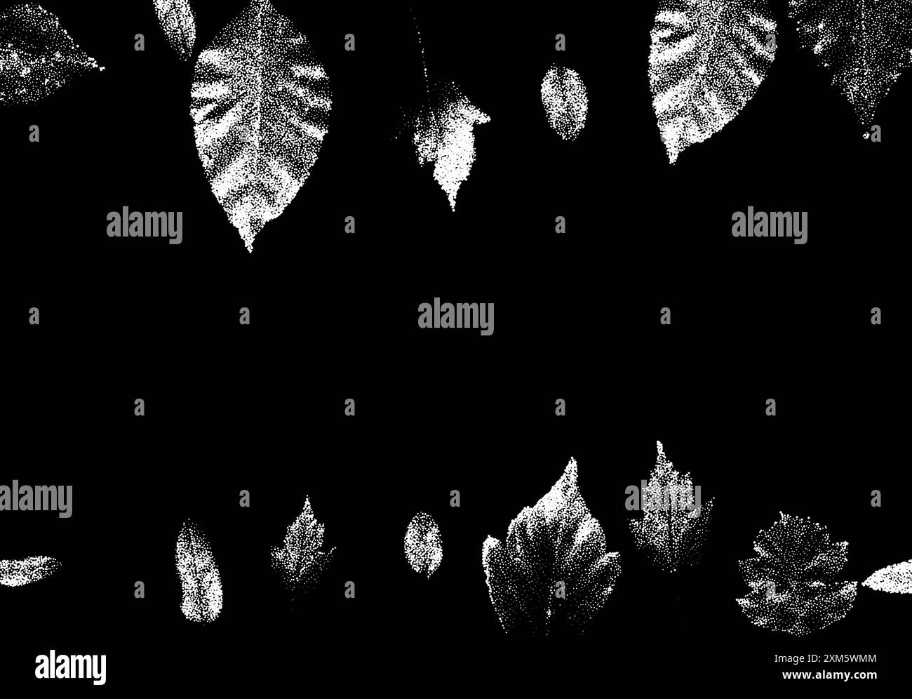 Autumn leaves frame in retro dotwork style. Border of fall leaves in ...