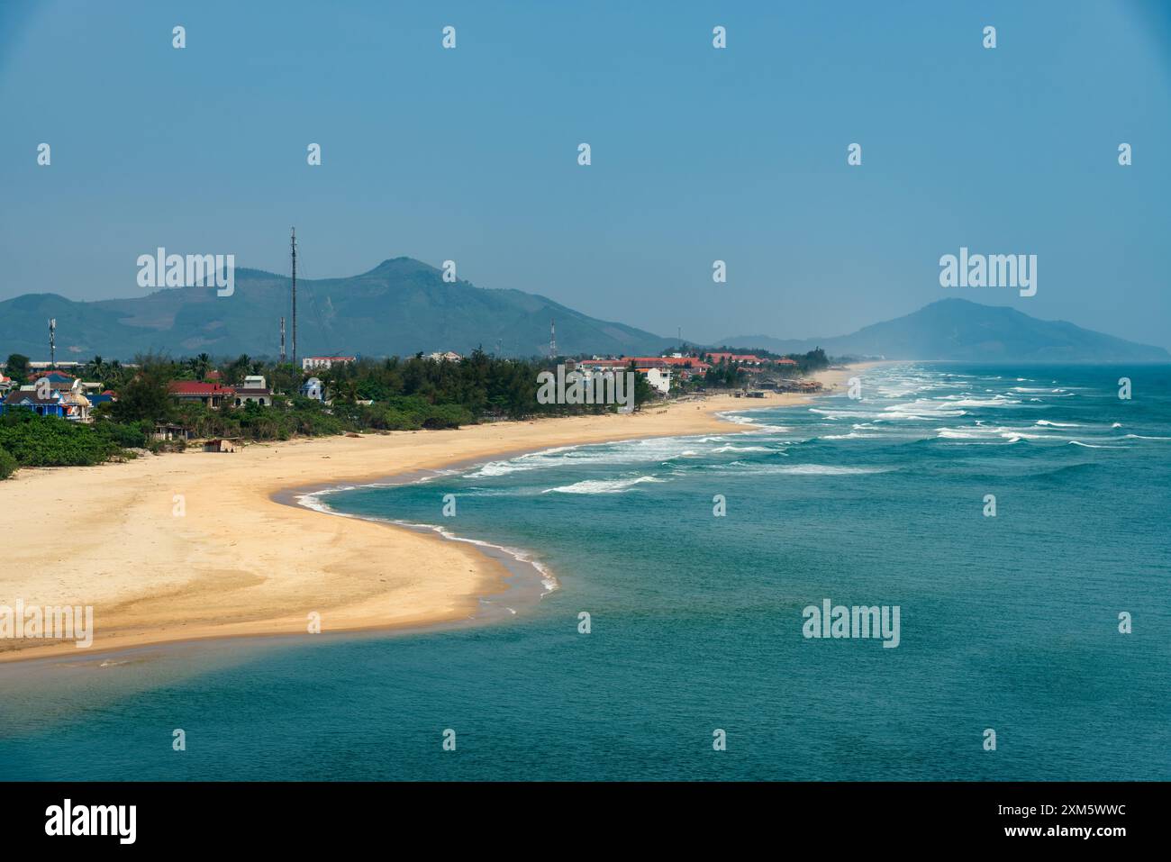 Aerial view of Lang Co bay and beach, Hai Van pass, Lap An lagoon, Hue ...