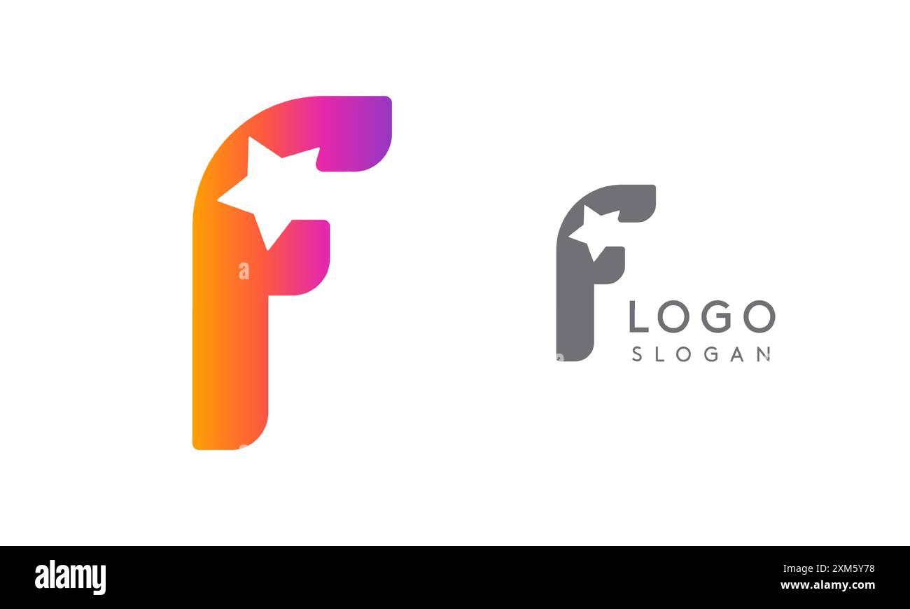 Letter F Star Vibrant Gradient Colored Logo For Media Entertainment