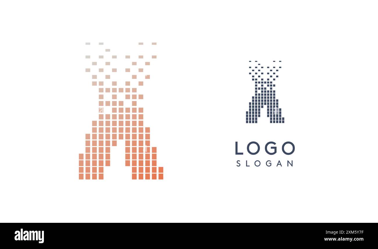 Pixelated Letter X transitioning into scattered pixels with gradient ...