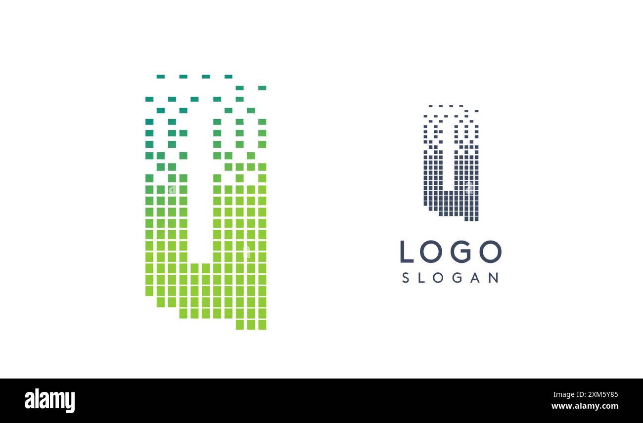 Pixelated Letter Q transitioning into scattered pixels with gradient ...