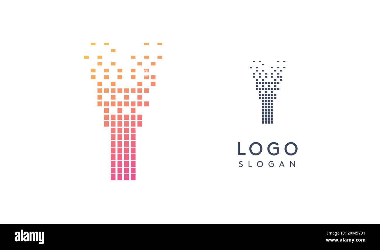 Pixelated Letter Y transitioning into scattered pixels with gradient ...