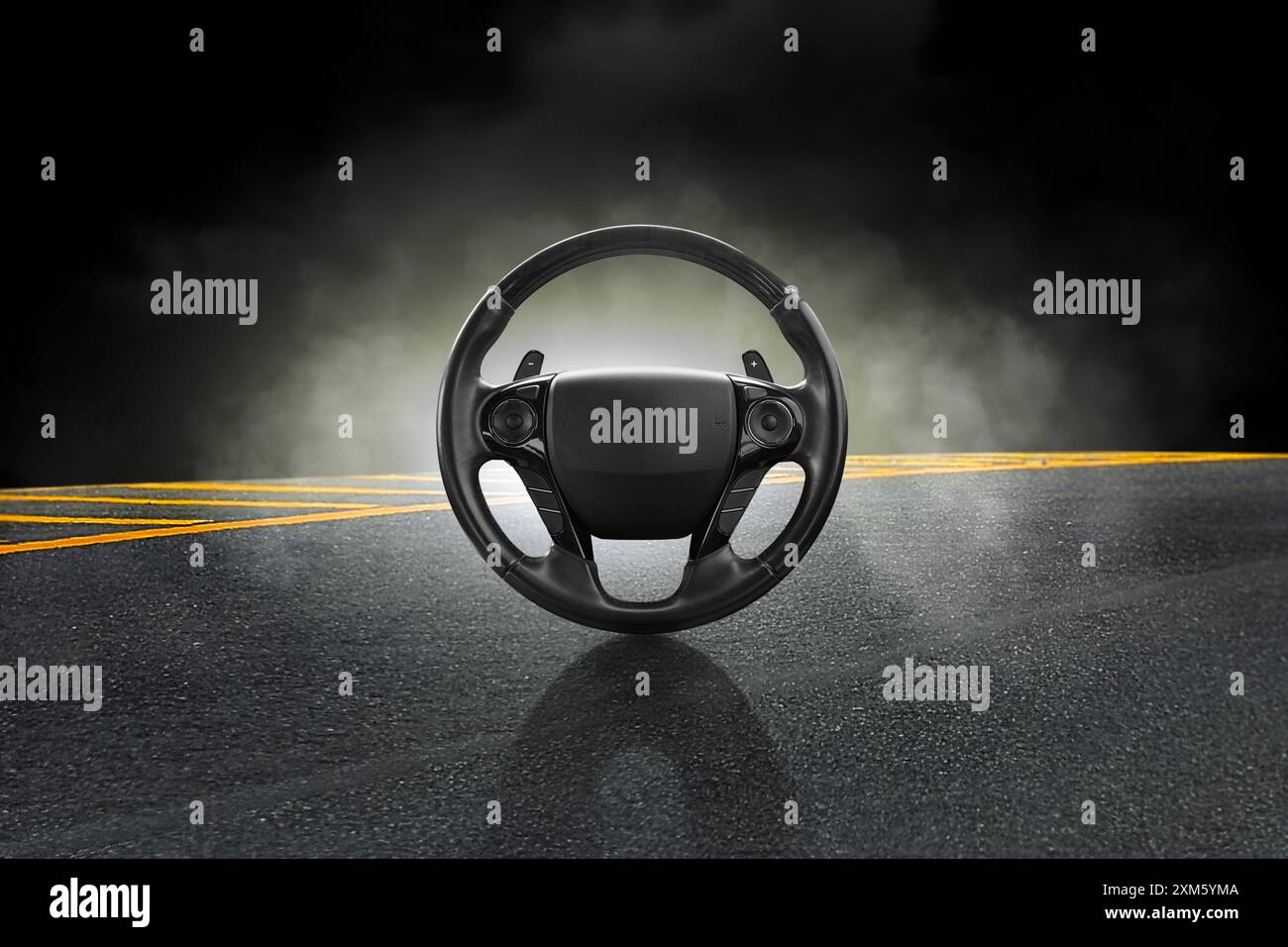 Racing steering wheel with multifunction buttons and illumination from ...