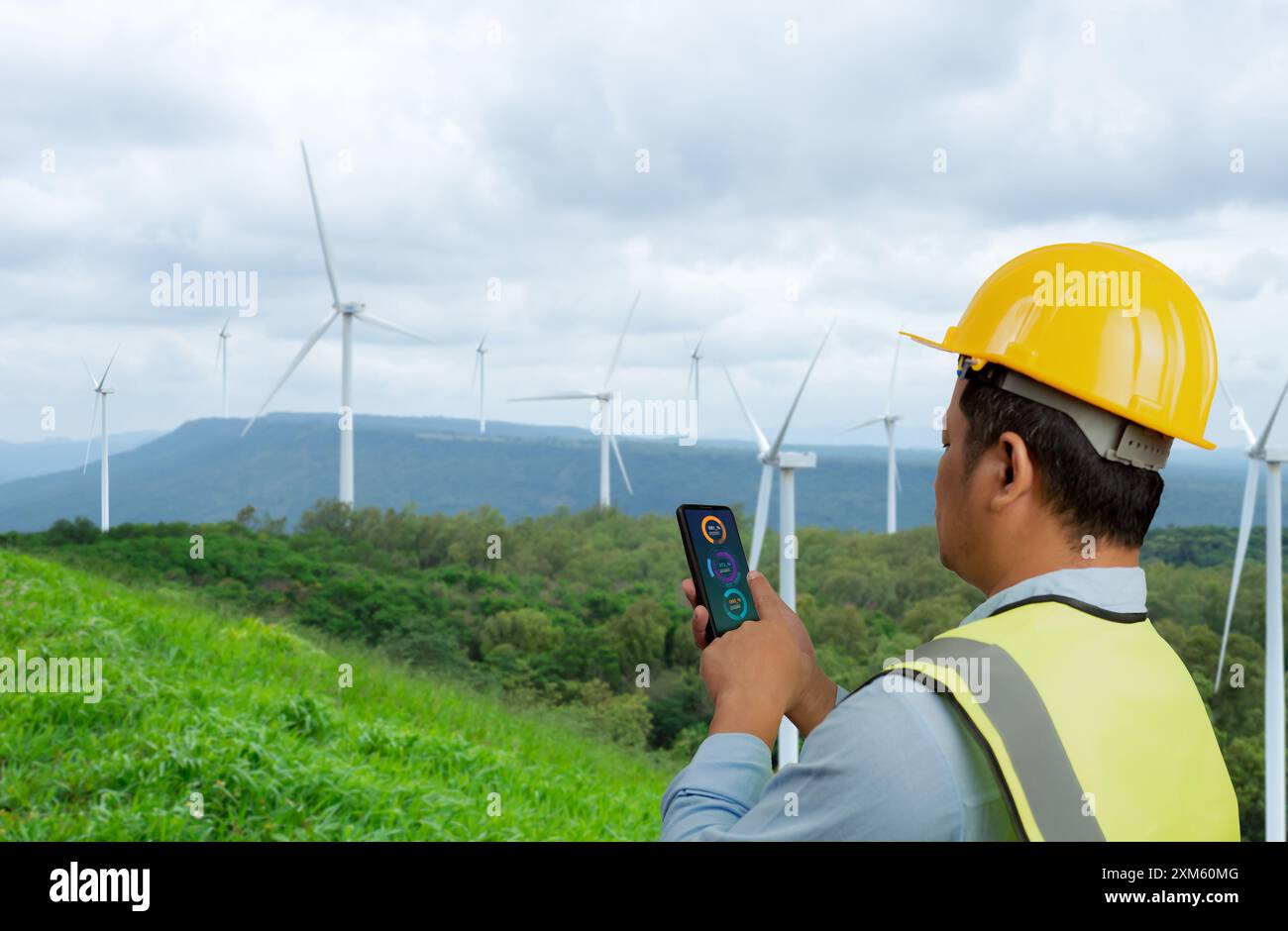 Engineer checking control electric power, Engineer man working with ...