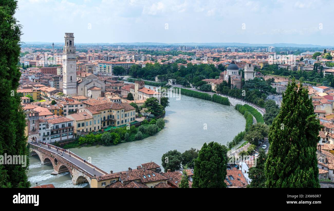 The elevated view of Verona reveals a captivating mix of historic ...