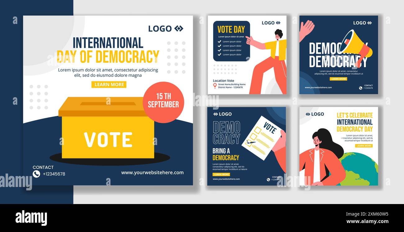 Democracy Day Social Media Post Flat Cartoon Hand Drawn Templates ...