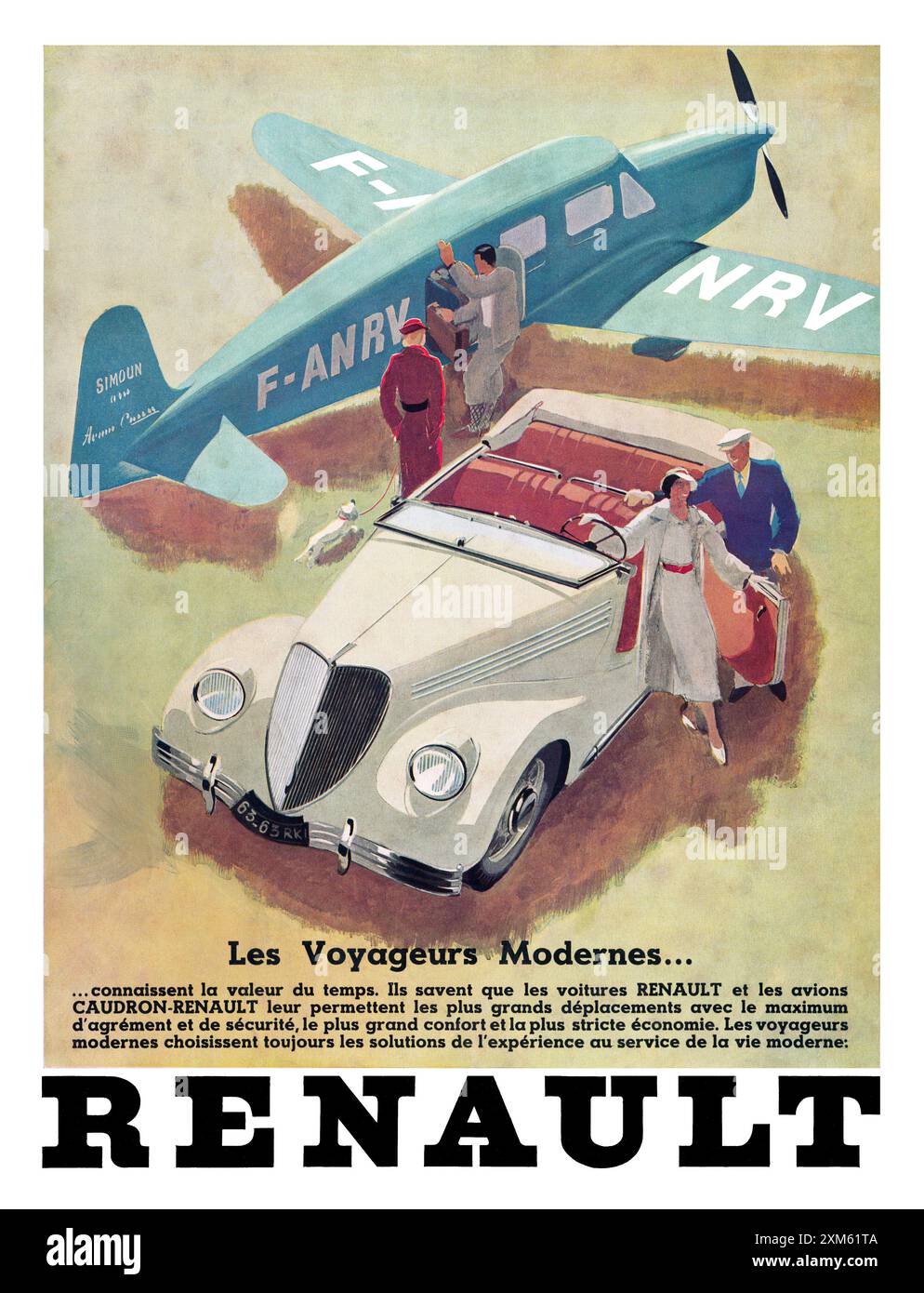1936 French advertisement for Renault cars and Caudron-Renault aircraft ...