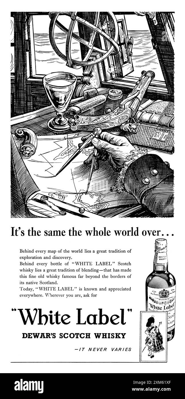 1960 British advertisement for Dewar's White Label Scotch whisky Stock ...