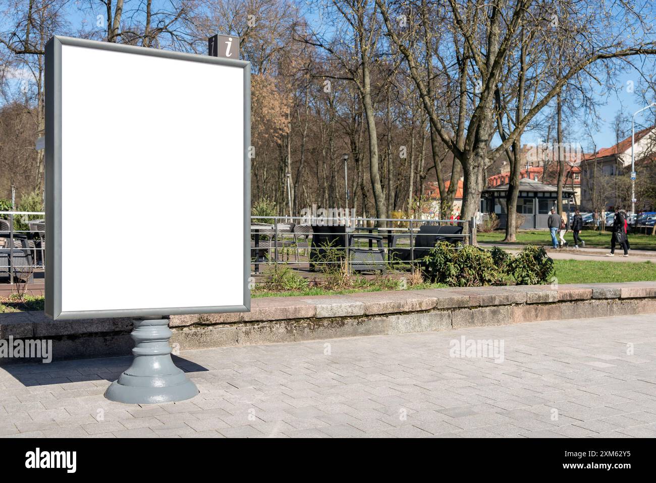 Mockup Of Retro Wooden Info Display. Blank Information Display In The ...