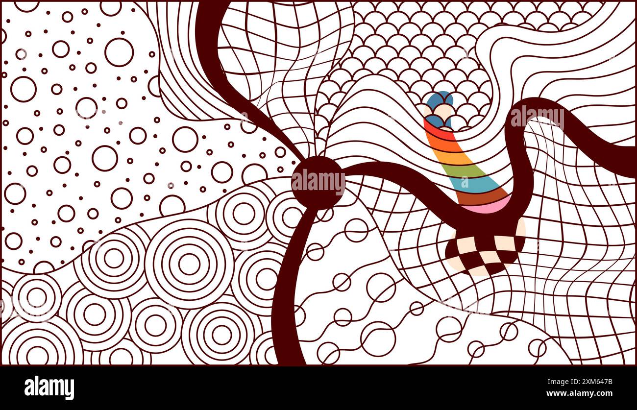Groovy zentangle coloring antistress page Stock Vector Image & Art - Alamy