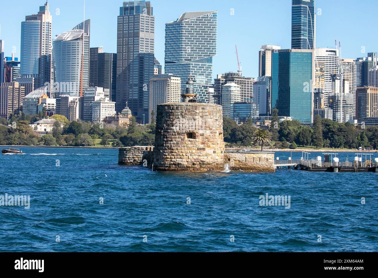Fort Denison ( Pinchgut island) in Sydney harbour with martial tower ...
