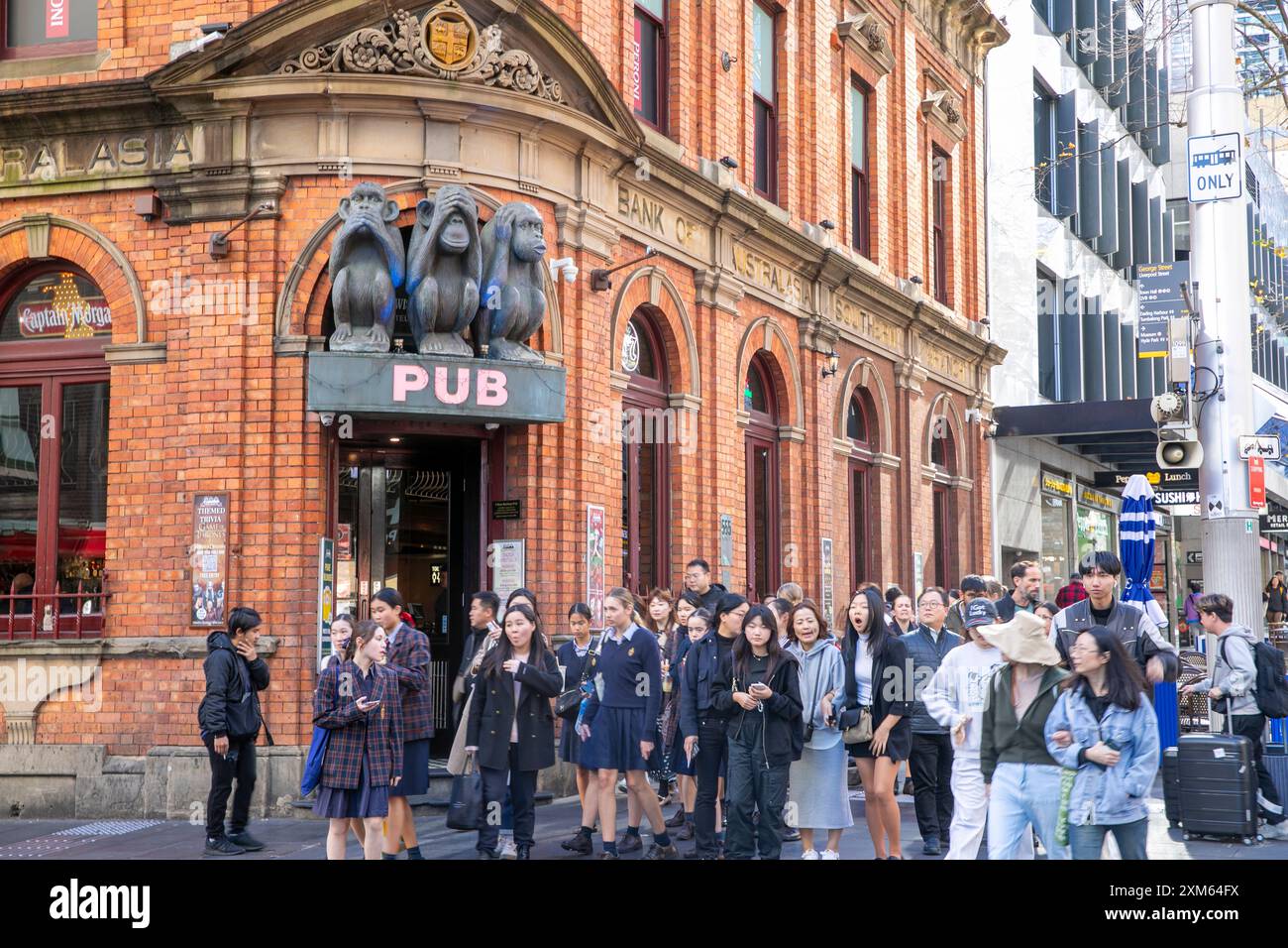 Three Wise Monkeys pub public house on George street in Sydney city ...