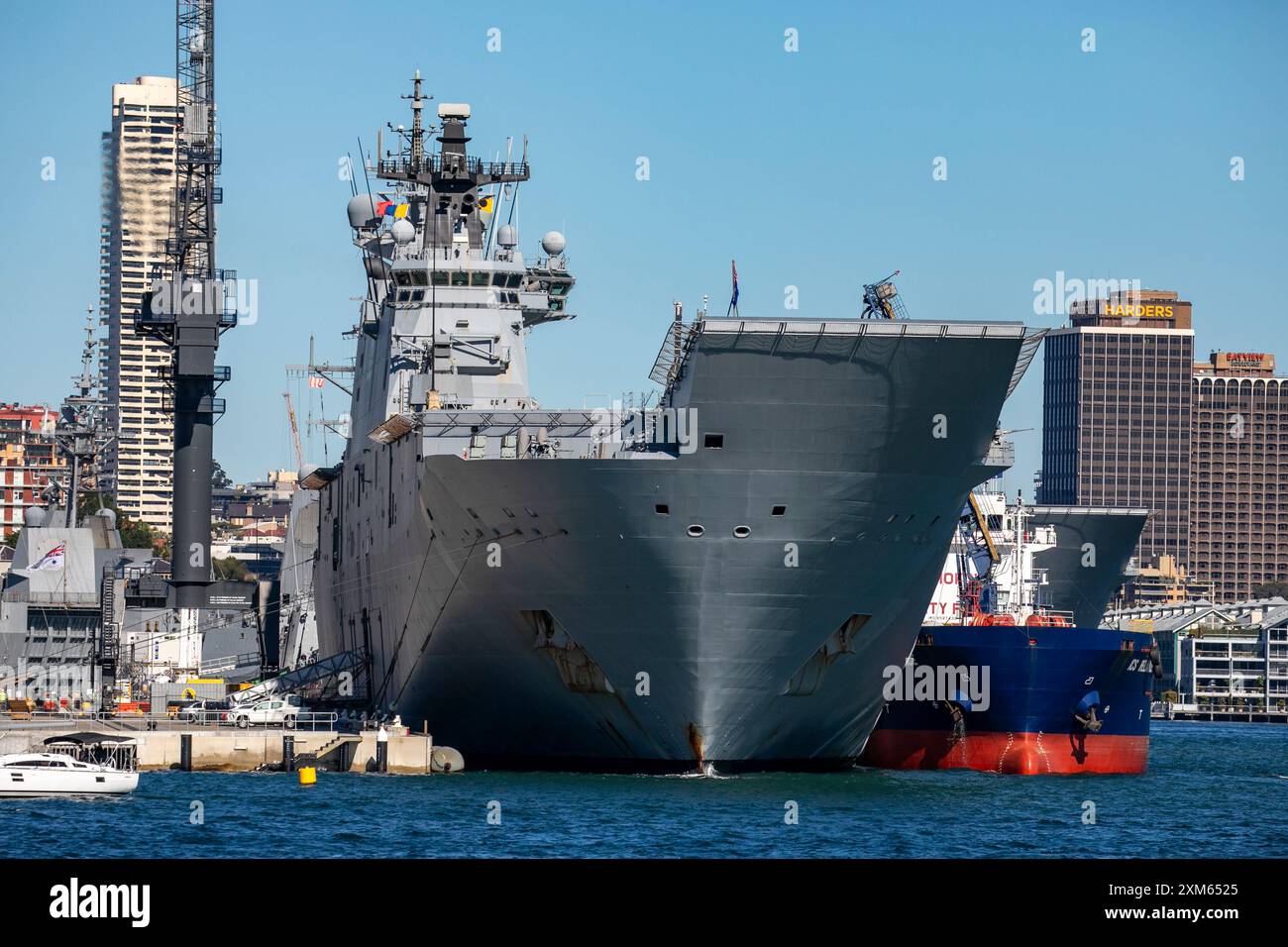 HMAS Canberra, landing ship of the Royal Australian Navy L02, moored at ...