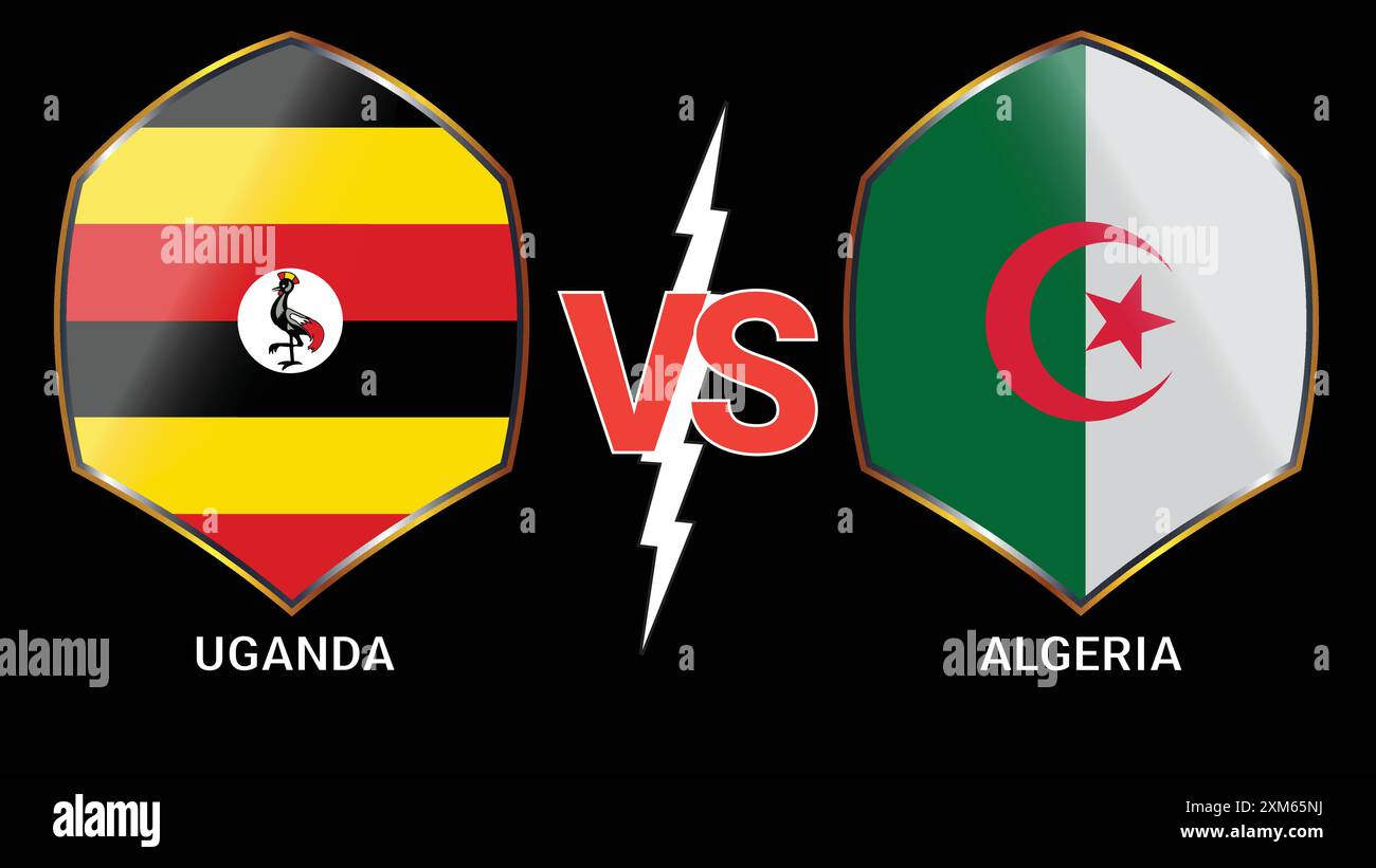 Uganda vs Algeria Football Clash: Intense Match with Black Canvas and ...