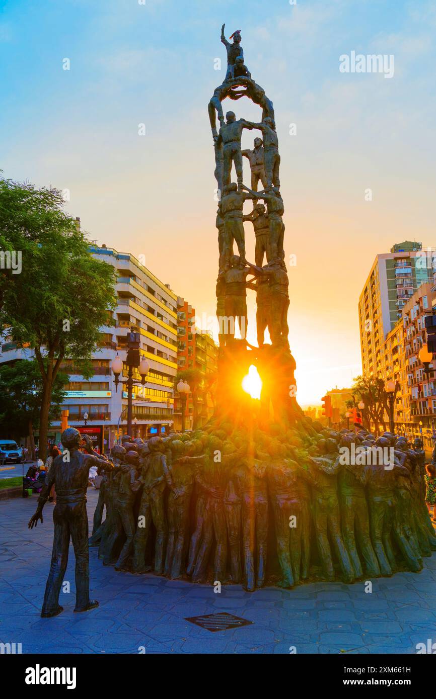 Tarragona, Spain - July 9, 2024: Human tower sculpture surrounded by ...