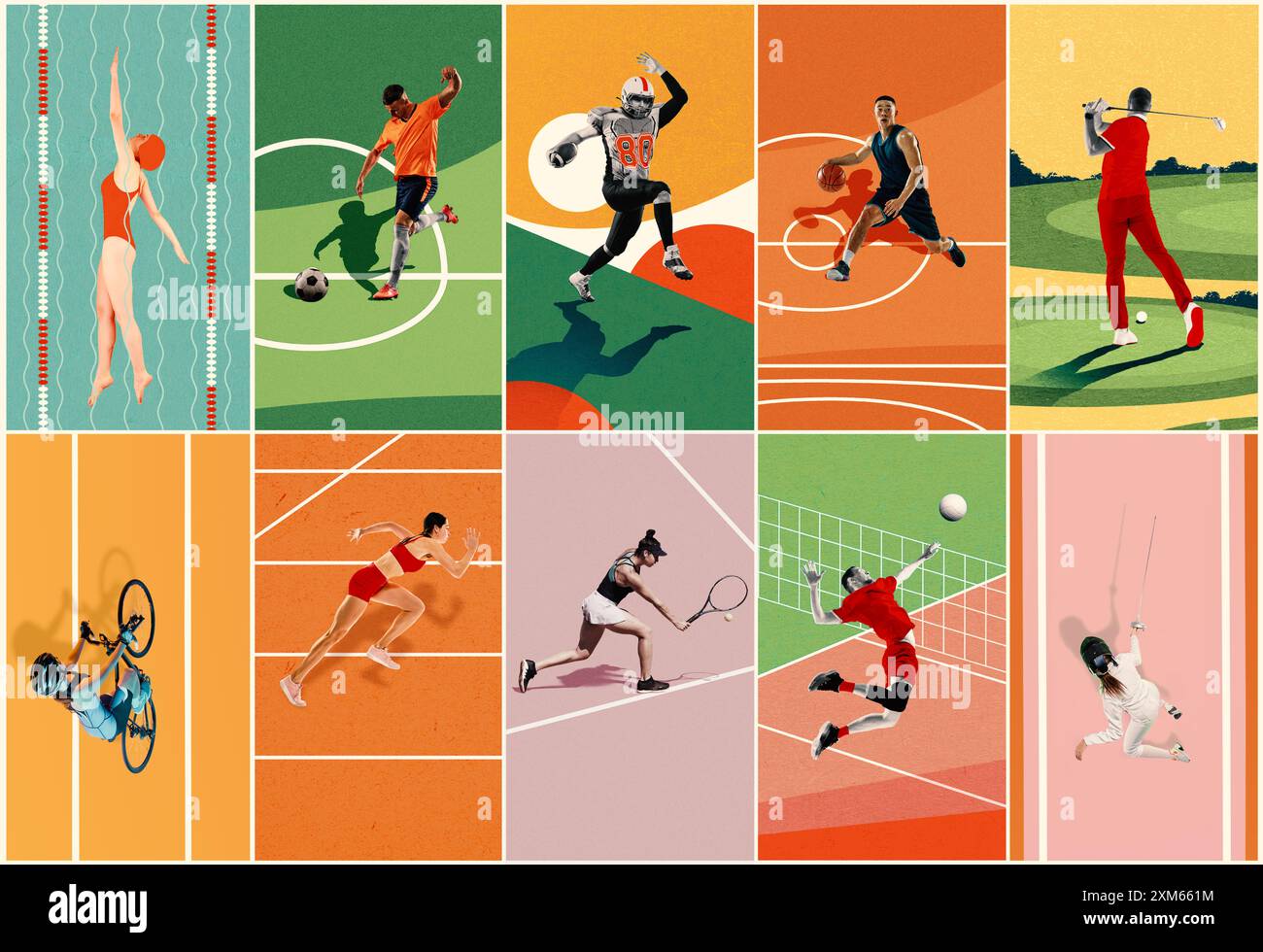 Sport collage athletes in hi-res stock photography and images - Alamy
