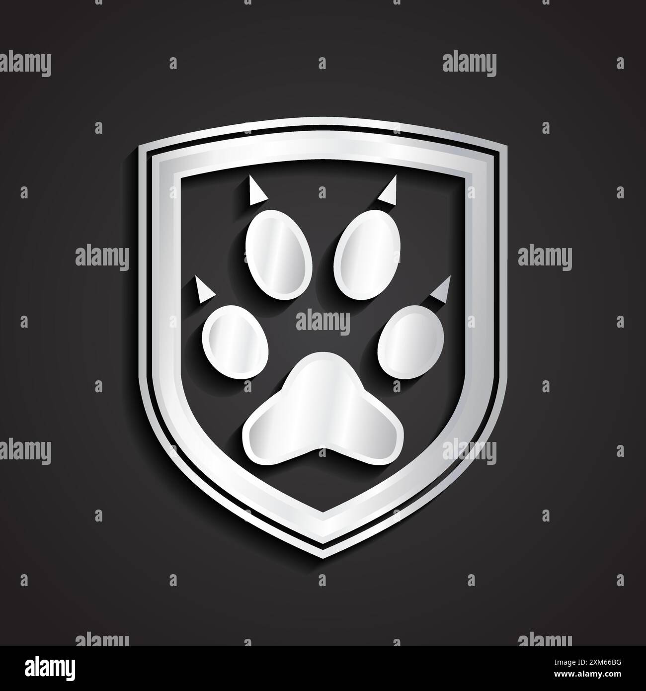 3d silver metal shield paw logo Stock Vector Image & Art - Alamy