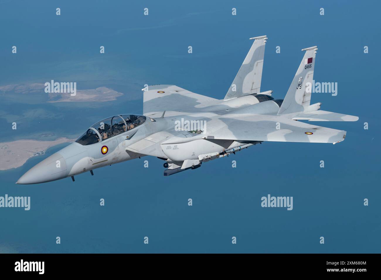 A Qatar Emiri Air Force F-15E Strike Eagle participating in Exercise ...