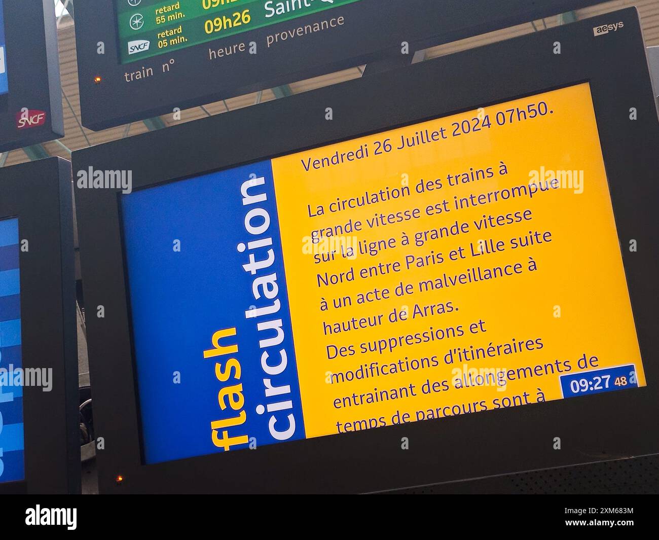 An information screen shows a notice concerning 'un acte de ...