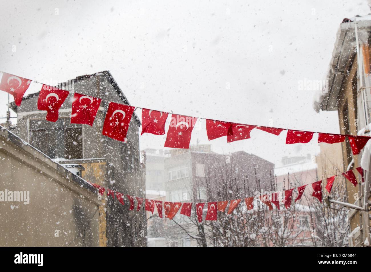 Turkish national flag hanging in the street in open air Stock Photo - Alamy