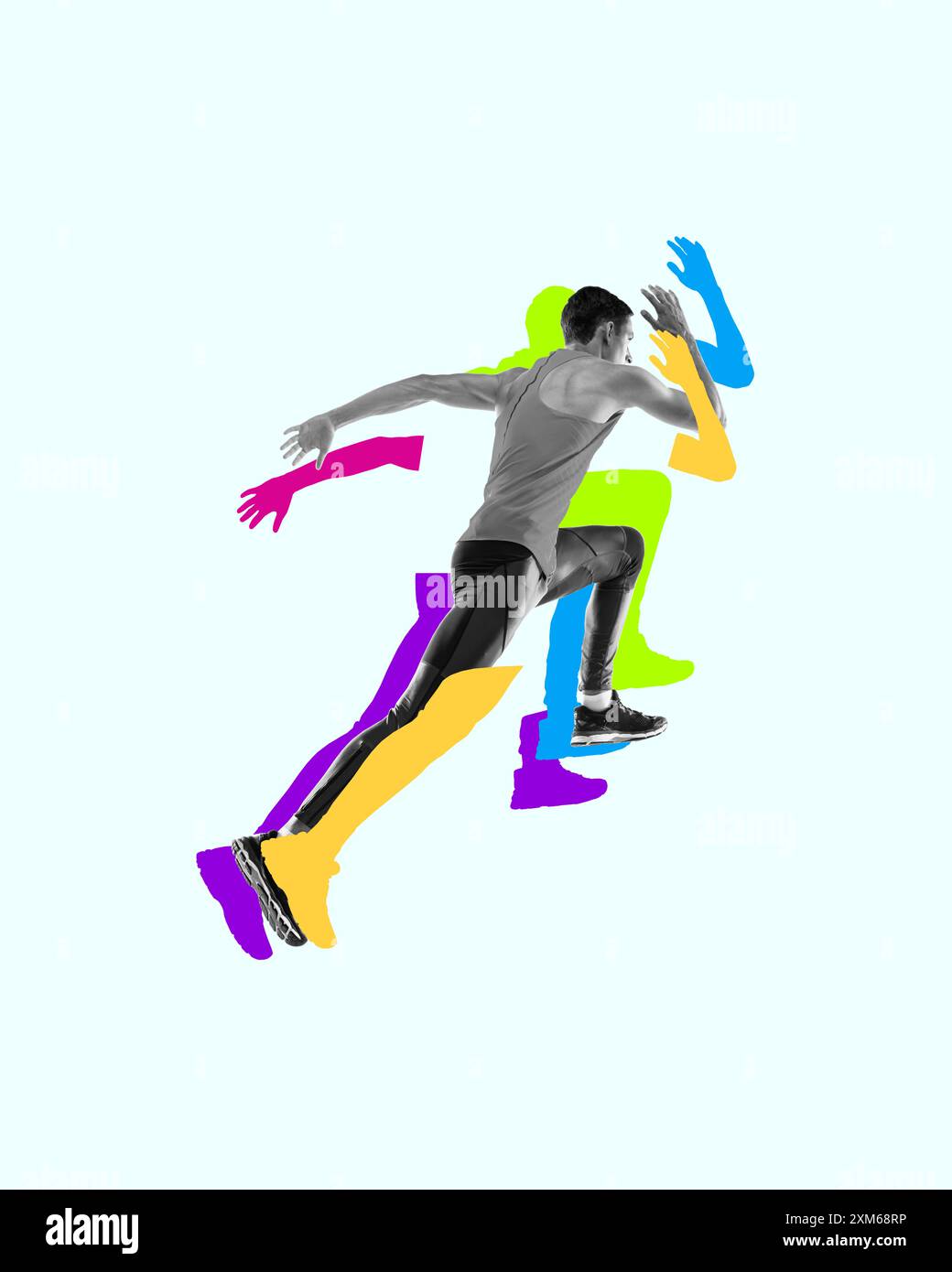 Mid-sprint, the athlete embodies speed and power, athletic man in ...