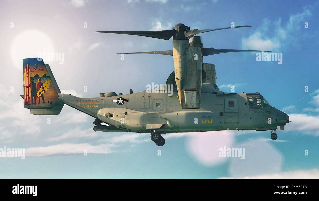 A United States Marine Corps MV-22 Osprey from VMM-268 Red Dragons ...