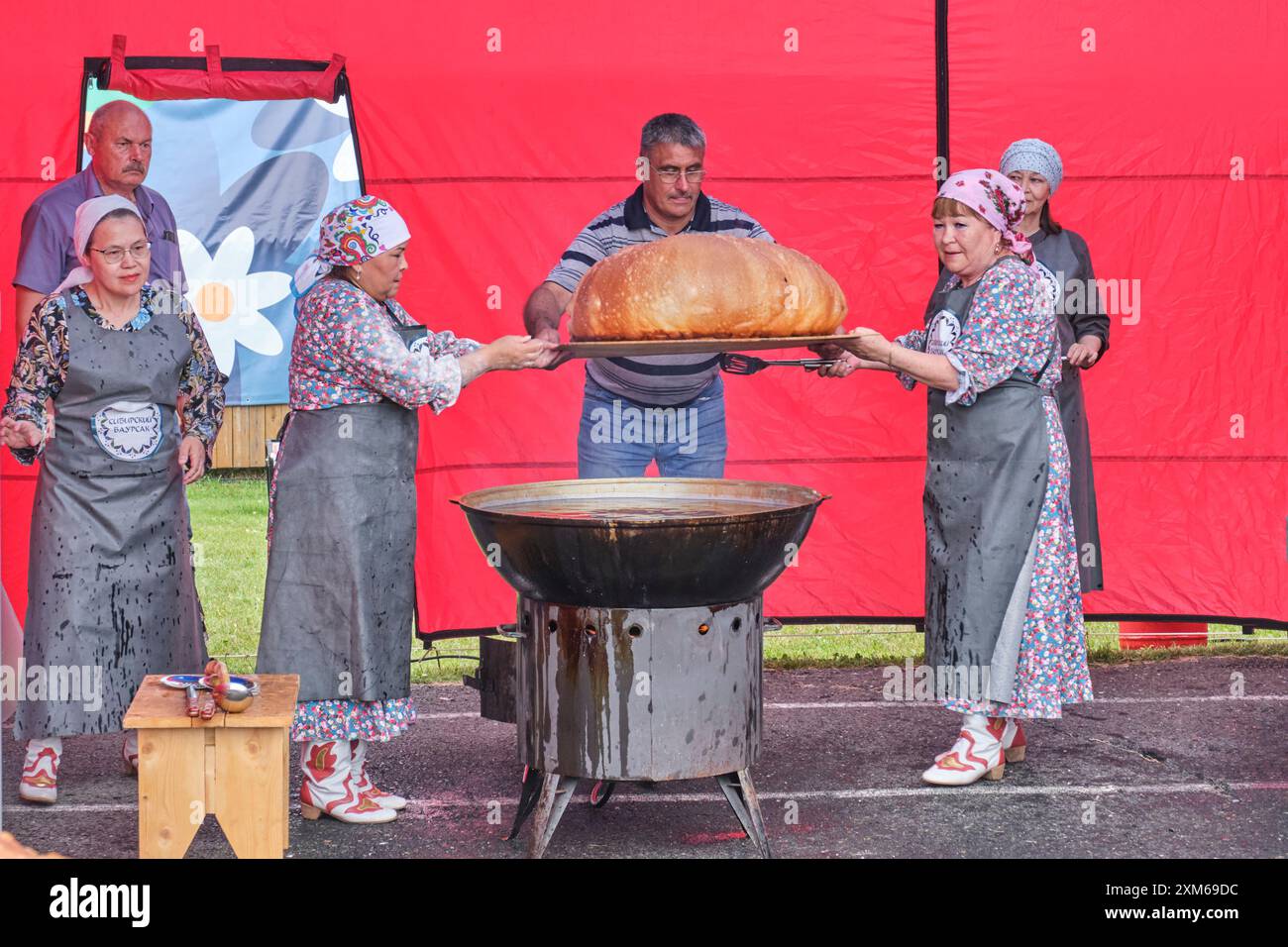 Team took it out of vat with boiling oil huge baursak at Biggest ...