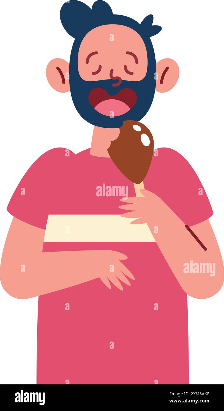 adult man eating roasted chicken isolated Stock Vector Image & Art - Alamy