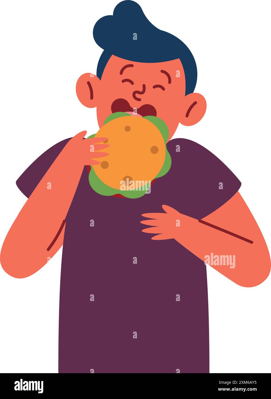young eating burger cartoon isolated Stock Vector Image & Art - Alamy