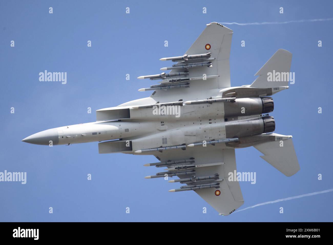 RAF Fairford, UK. 18 July 2024. A Boeing F-15QA from Qatar performing ...