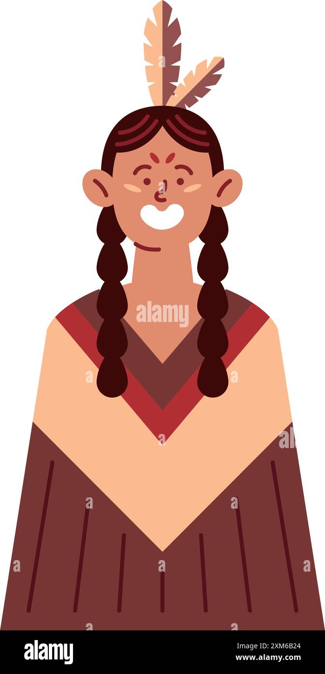 native american woman indigenous portrait isolated Stock Vector Image ...