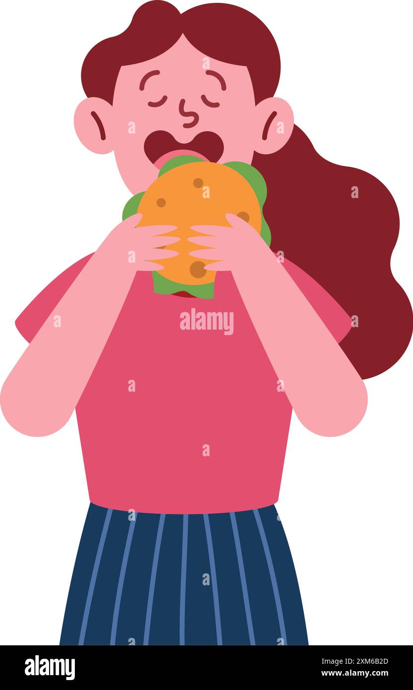 Cartoon woman eating burger hi-res stock photography and images - Alamy