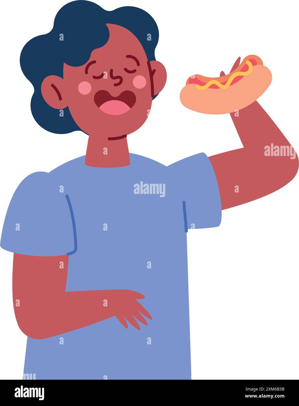 Man eating hotdog Stock Vector Images - Alamy