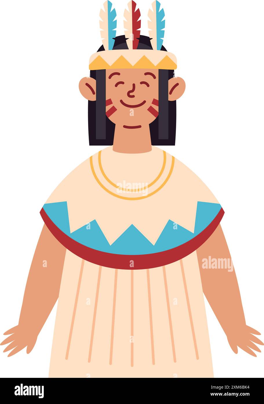 cute native american indigenous girl cartoon isolated Stock Vector ...