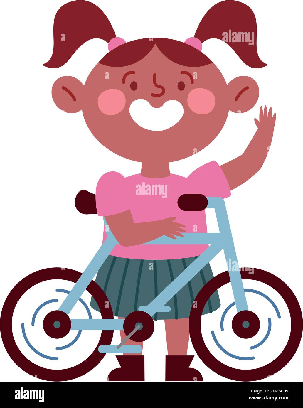 cartoon girl ride bike isolated Stock Vector Image & Art - Alamy