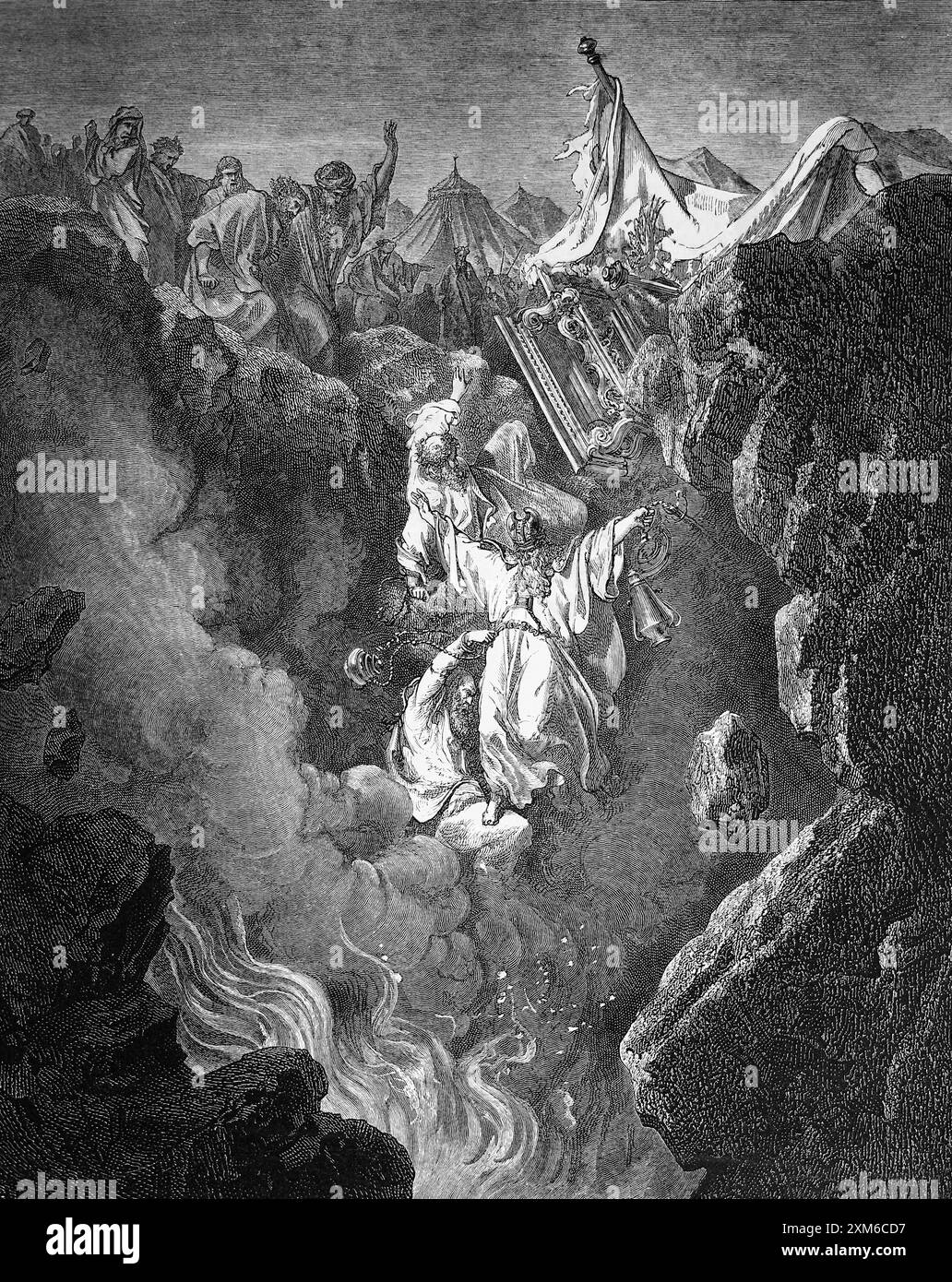 Wood Engraving of the Death of Korah, Dathan and Abiram Numbers 16:32 ...